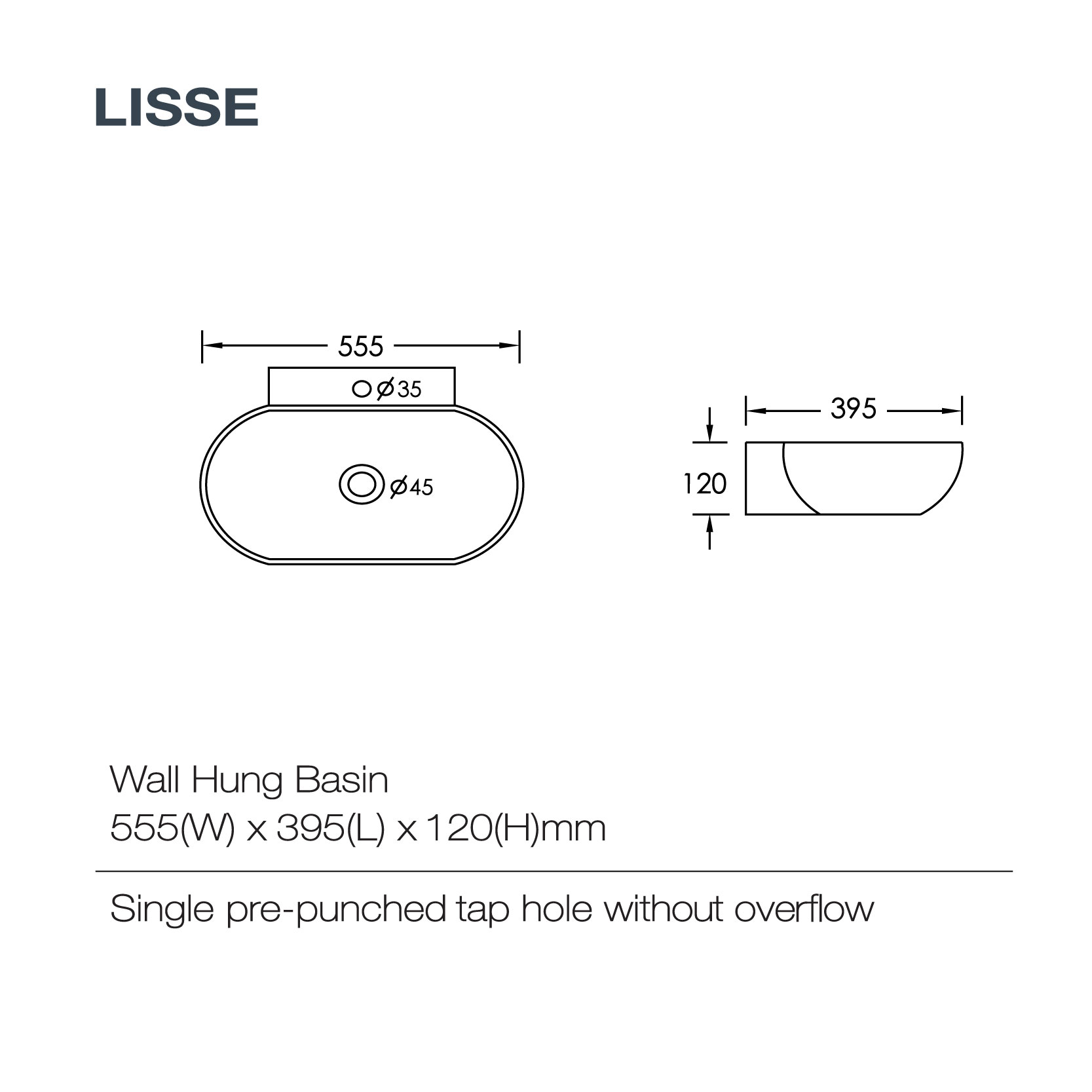 Lisse Wall Hung Basin