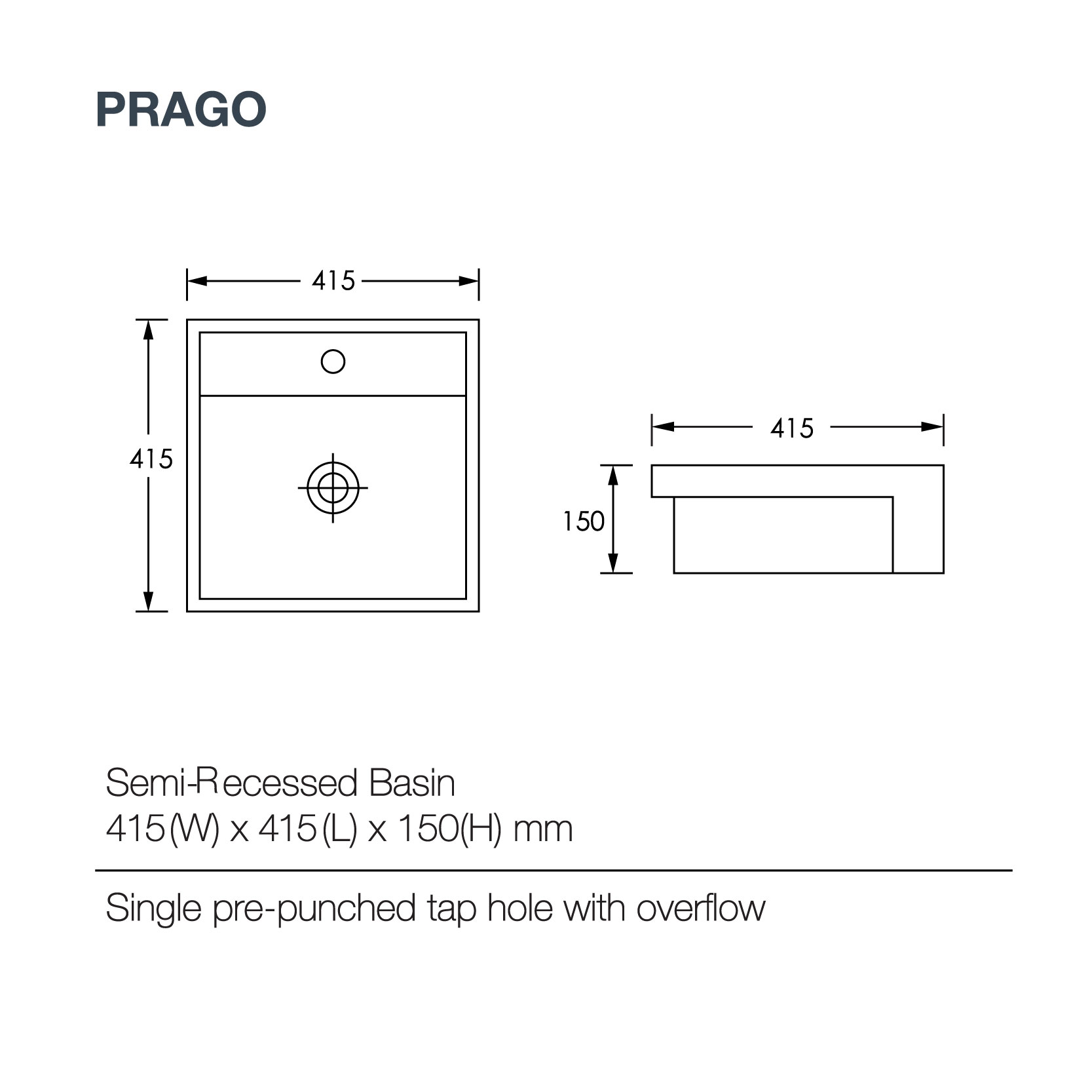 Prago Semi-recessed Basin